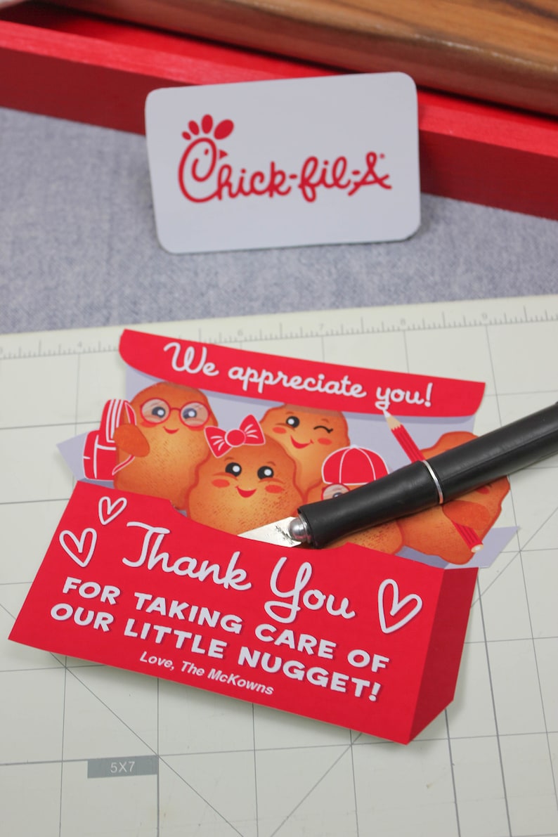 Teacher Appreciation Chicken Nugget Gift Card Holder (editable PDF) - Etsy