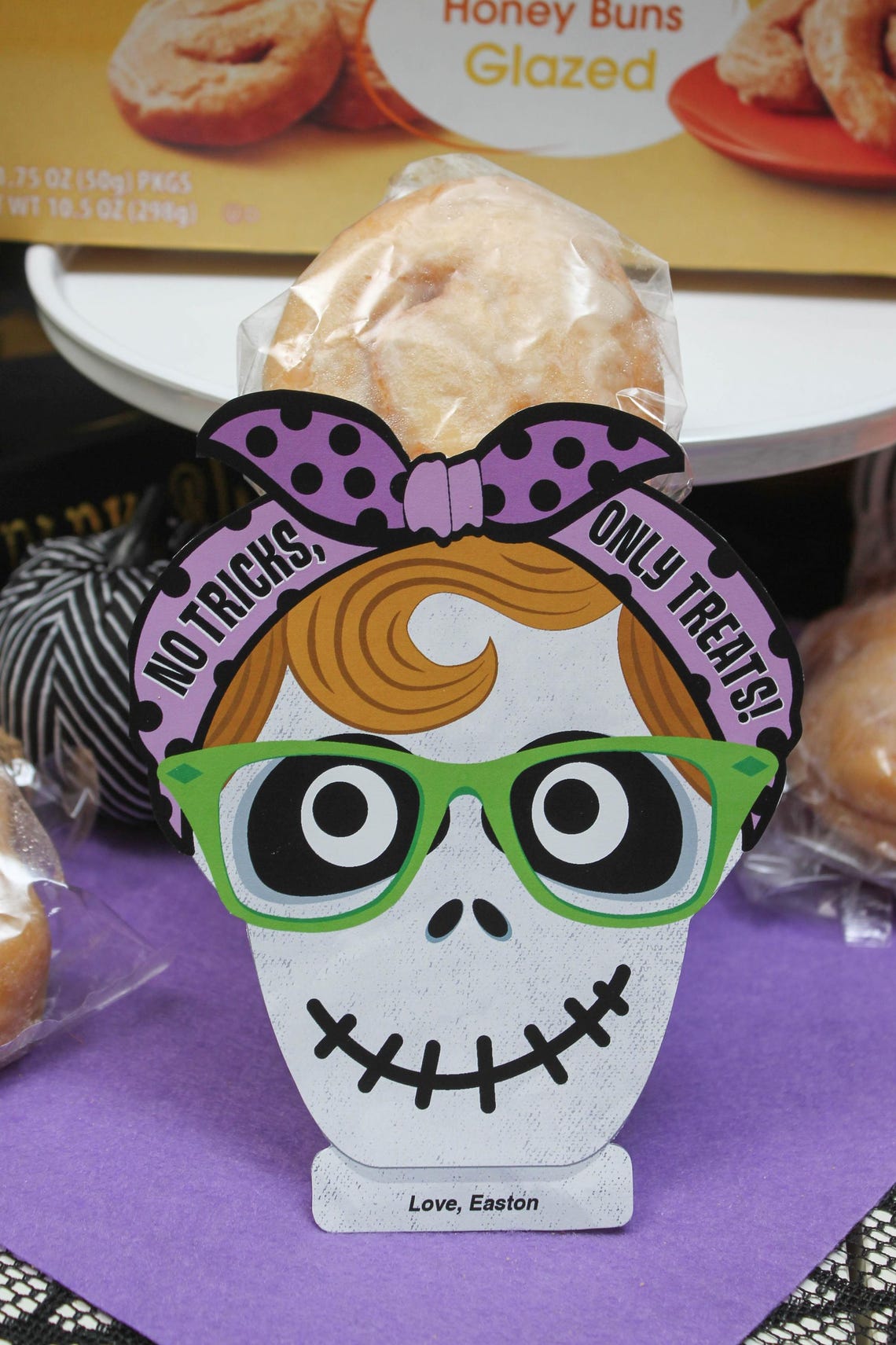 Skeleton Cinnamon Roll Halloween Treat Printable, Halloween Treat Bag ...