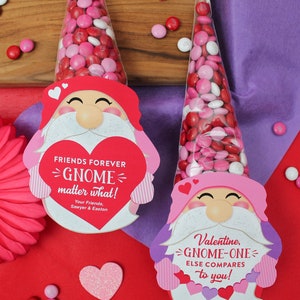Valentine Gnome Printables, Gnome Treat Bag, Valentine Printable ...