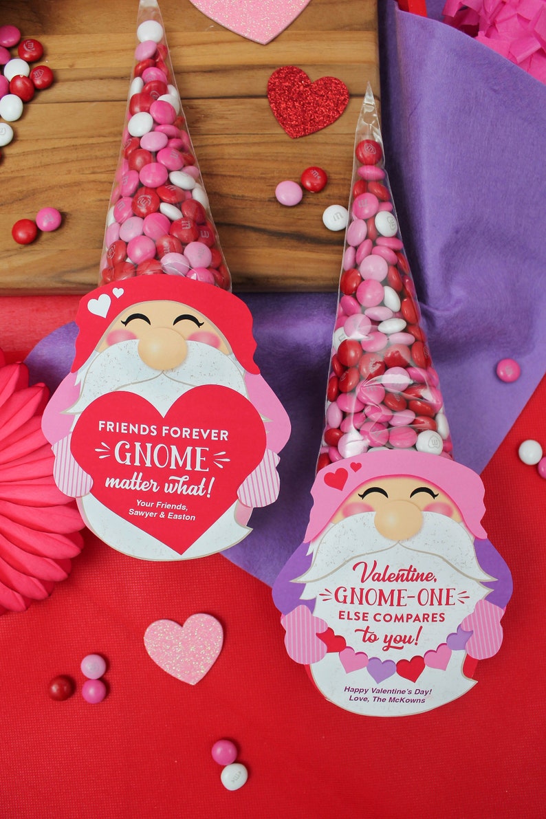 Valentine Gnome Printables Gnome Treat Bag Valentine | Etsy