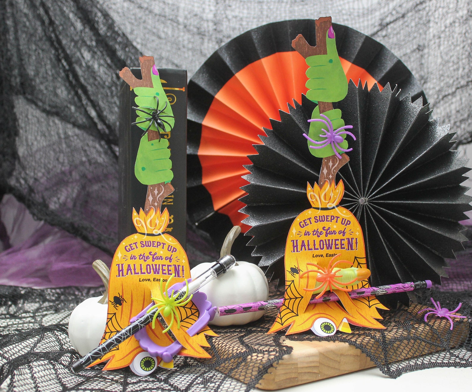 Witch Broom Halloween Printable Cards Halloween Party Favor - Etsy