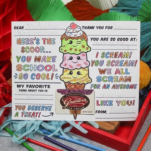 Ice Cream Teacher Appreciation Coloring Page & Gift Card Holder ...