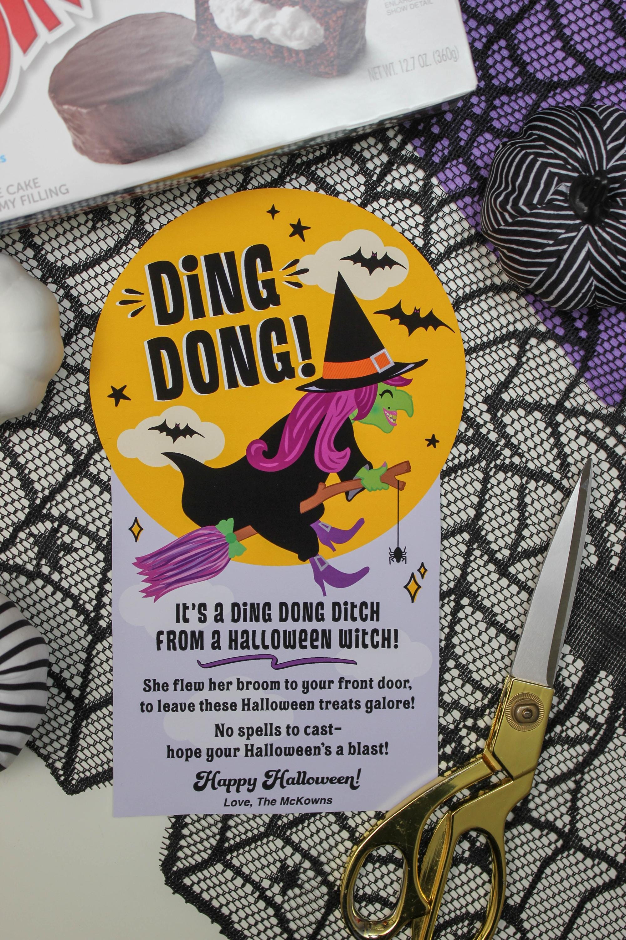 Ding Dong Ditch Halloween Printable, Front Porch Halloween Door Drop ...
