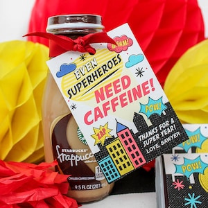 Superhero Teacher Gift Printables, Gift Tag Printable, Candy Bar ...