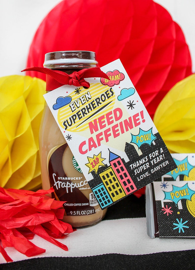 Superhero Teacher Gift Printables Gift Tag Printable Candy - Etsy