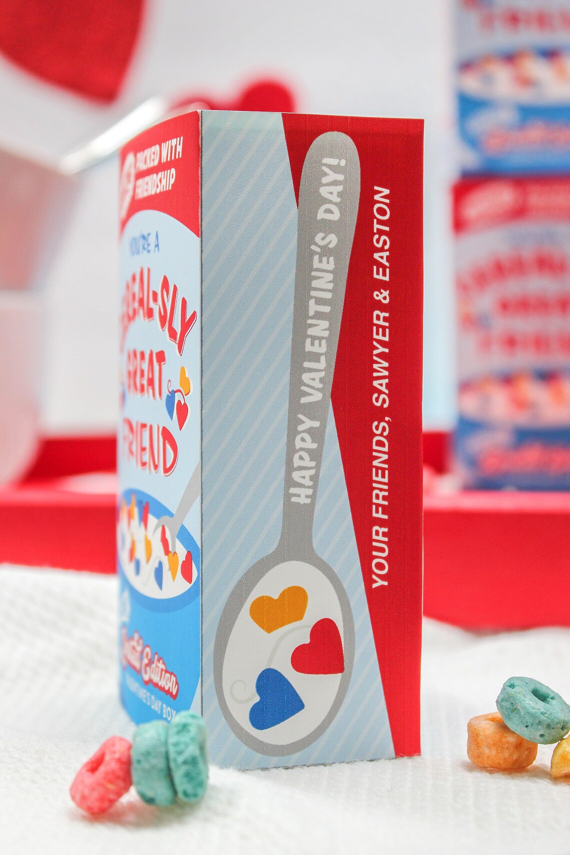 Mini Cereal Box Kids Valentines printable Label to wrap | Etsy