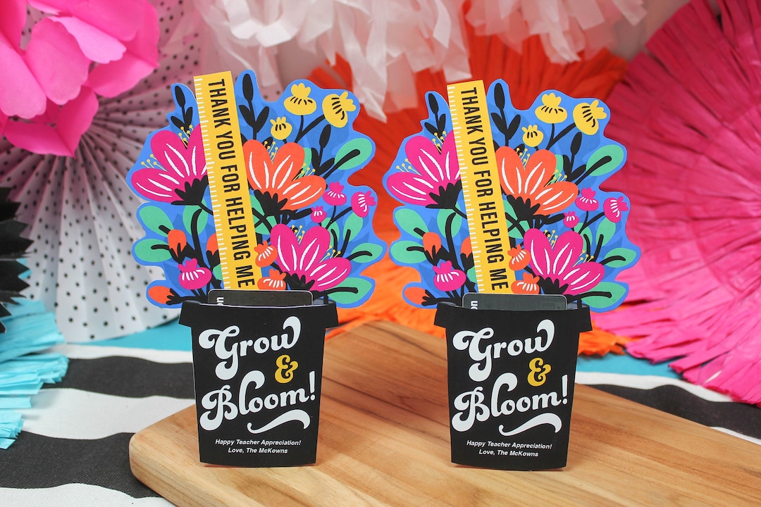 Grow and Bloom Teacher Gift Card Holder Printable, Flower, Instant ...