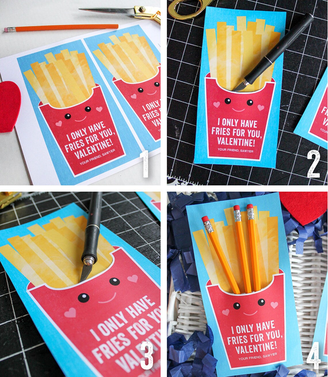 I Only Have Fries for You Kid's Valentine Classroom | Etsy