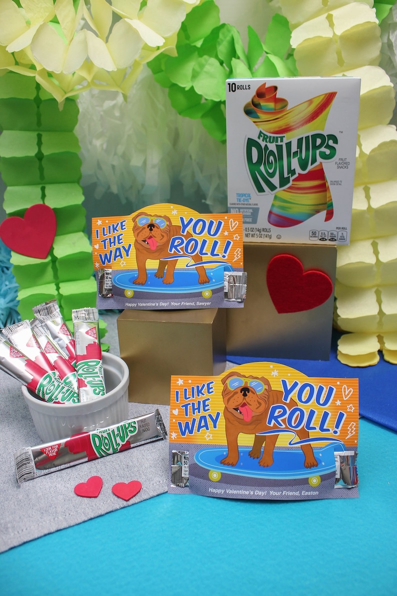 Bulldog Valentine Skateboard Valentine Fruit Rollup - Etsy
