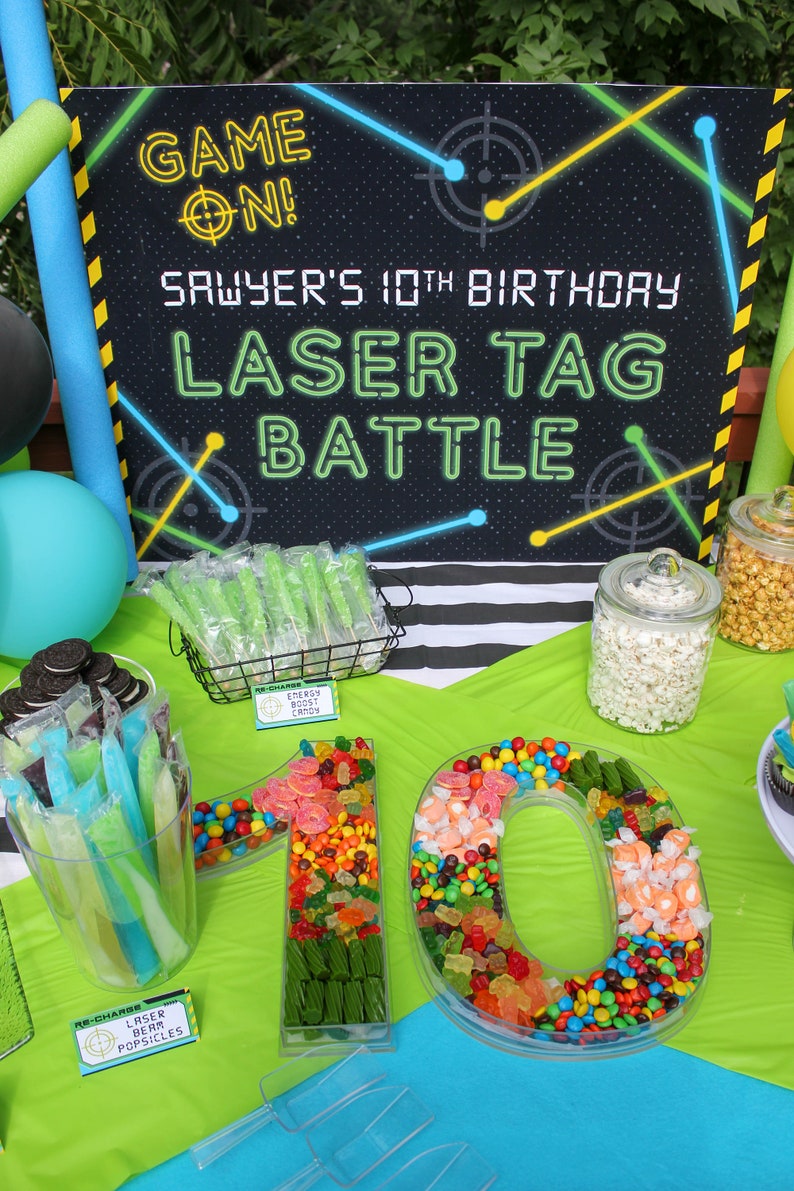 Laser Tag Party Backdrop Sign Printable, Laser Tag Birthday Party ...