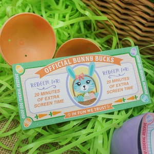 Easter Bunny Bucks Printables, Easter Play Money, Easter Egg Filler ...