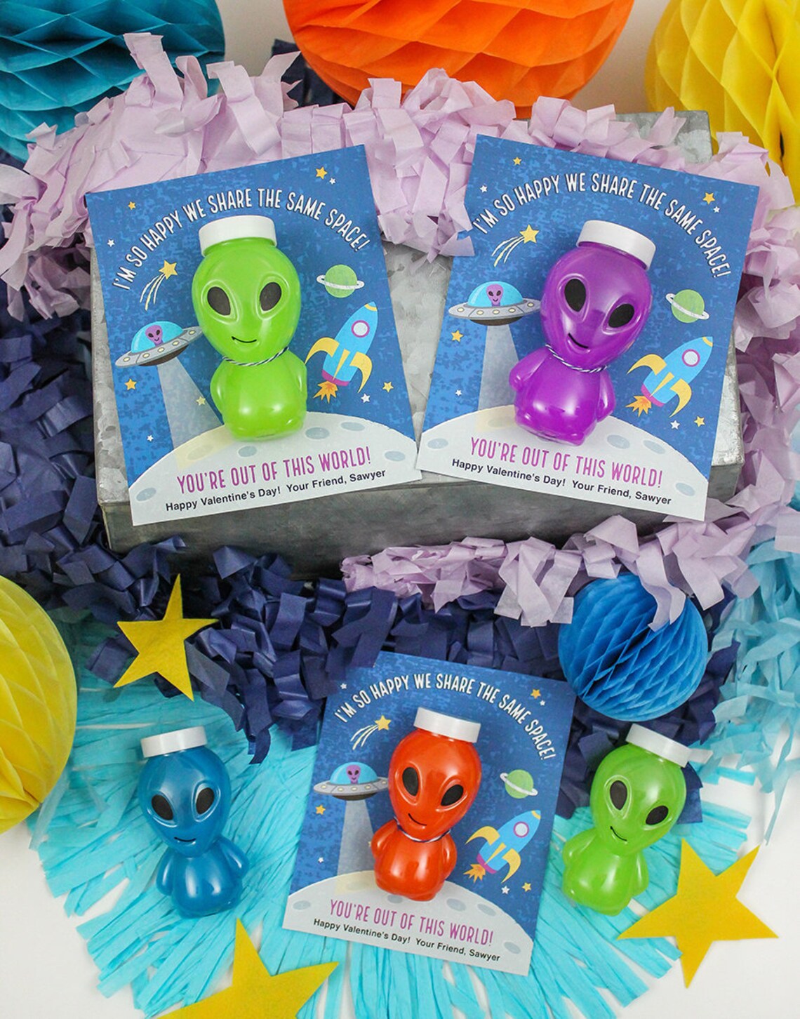 Alien Kids Valentine Printable Space UFO Alien Slime - Etsy