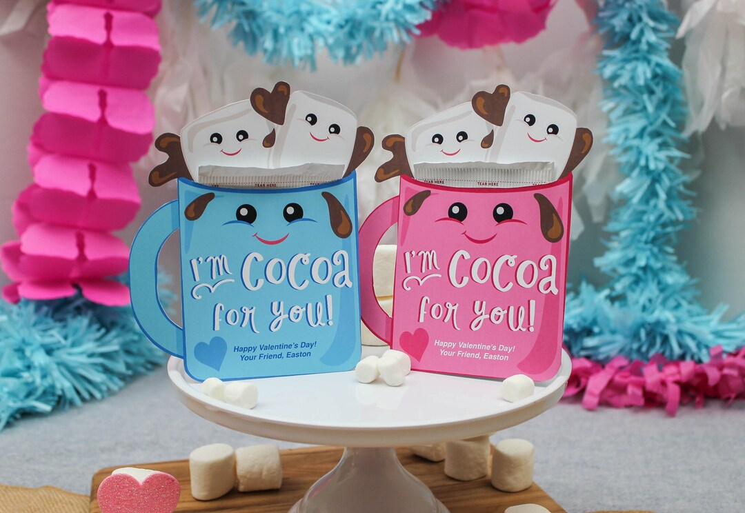 Hot Cocoa Kids Valentine Printable, Hot Chocolate Valentine Gift ...