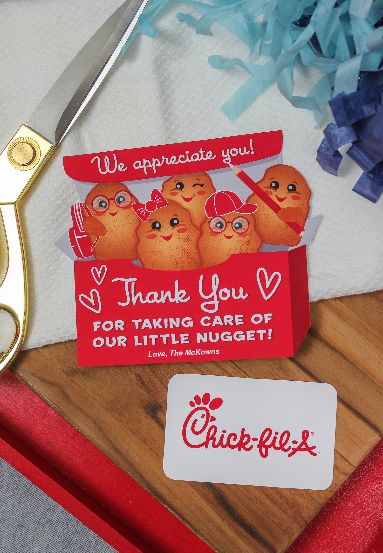 Teacher Appreciation Chicken Nugget Gift Card Holder (editable PDF) - Etsy