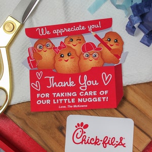 Teacher Appreciation Chicken Nugget Gift Card Holder (editable PDF) - Etsy