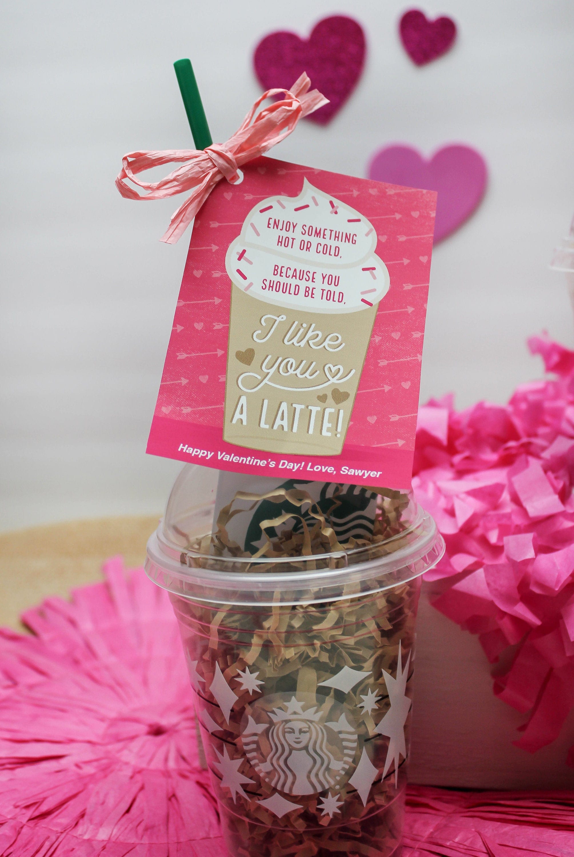 Latte Valentine Gift Tag Printables, Teacher Gift, Co-worker Gift ...