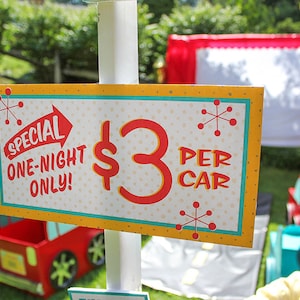 Retro Drive-in Movie Birthday Party Ticket Booth Printable Signs ...