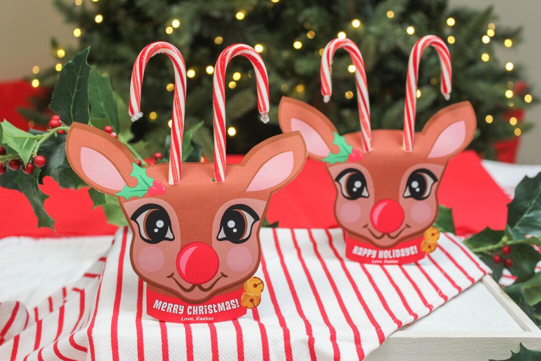 Christmas Reindeer Treat Printable, Christmas Gift Tag, Candy Cane ...