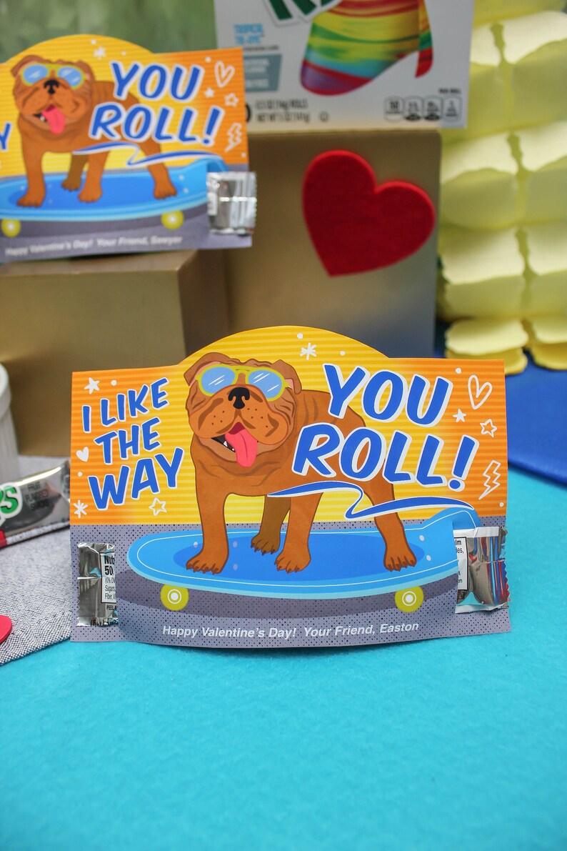 Bulldog Valentine Skateboard Valentine Fruit Rollup - Etsy
