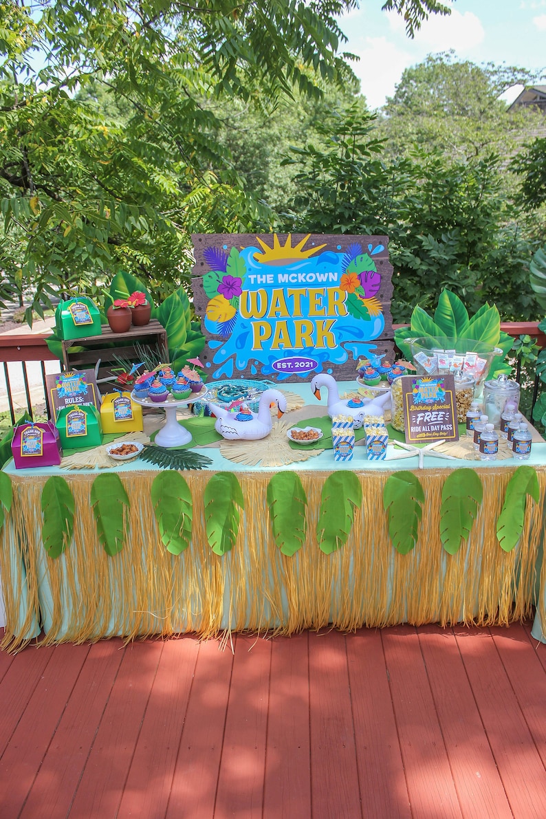 Water Park Party Backdrop Sign Printable Water Slide Party | Etsy