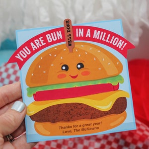 Burger Restaurant Gift Card Holder Printable, Teacher Gift, Teacher ...