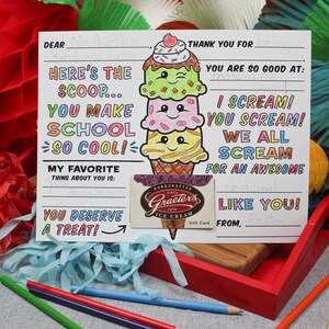 Ice Cream Teacher Appreciation Coloring Page & Gift Card Holder ...