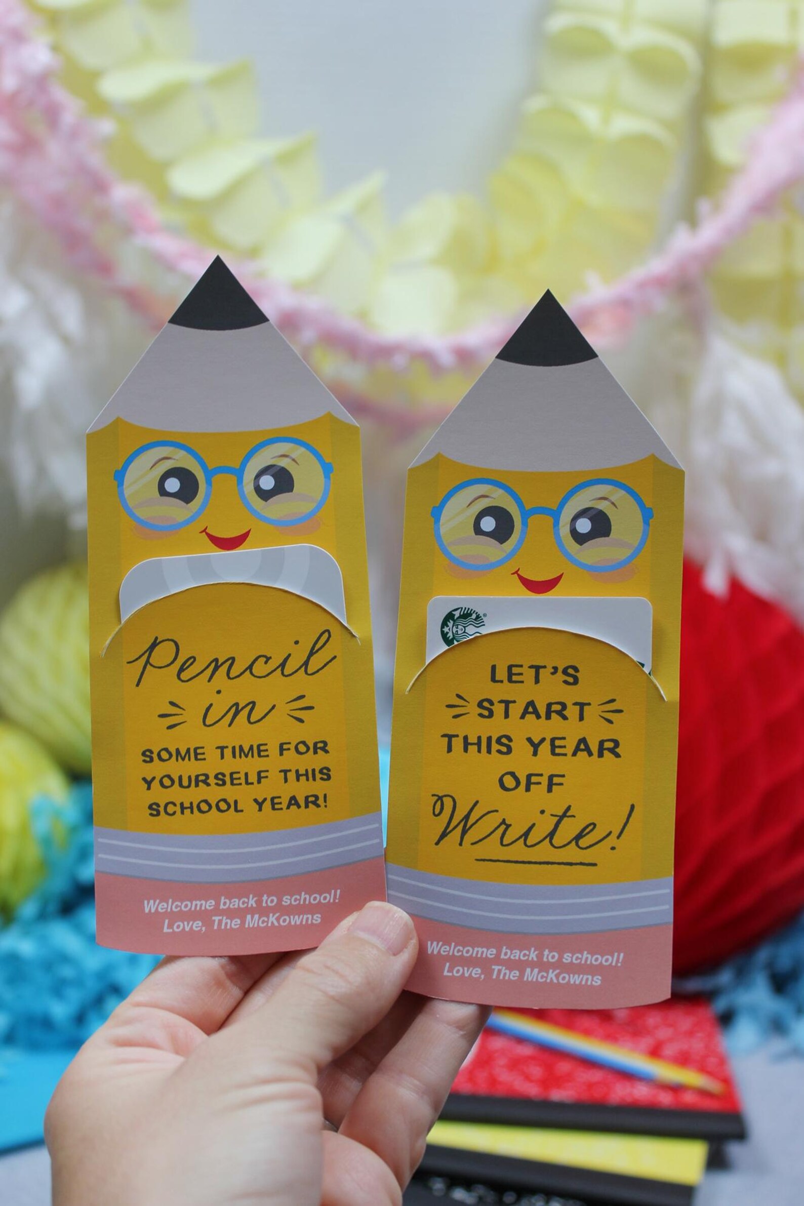 Back to School Pencil Gift Card Holder Printable, Back to School Gift ...