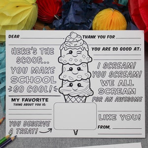 Ice Cream Teacher Appreciation Coloring Page & Gift Card Holder ...