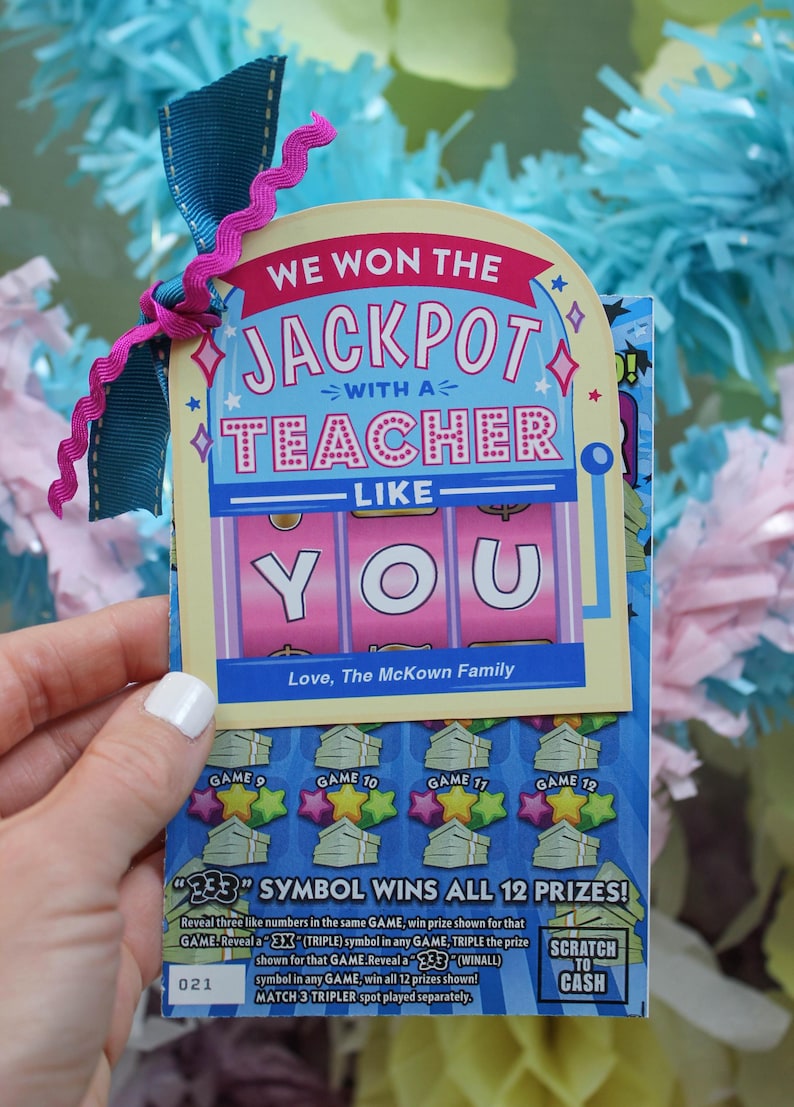 Lottery Ticket Teacher Gift Printable, Scratch off Lottery Ticket Gift ...