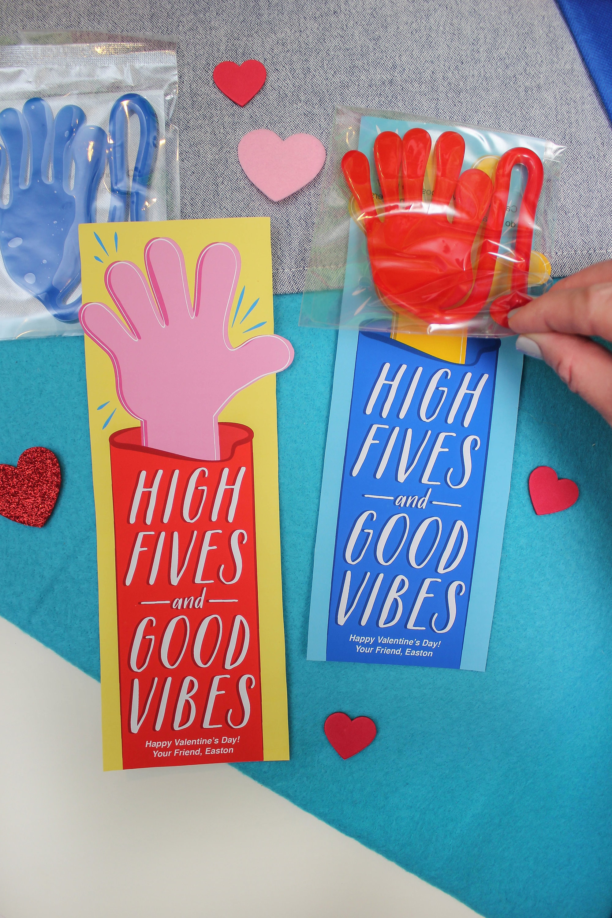 High Five Valentine, Sticky Hand Valentine, Valentine Printable, Kids ...