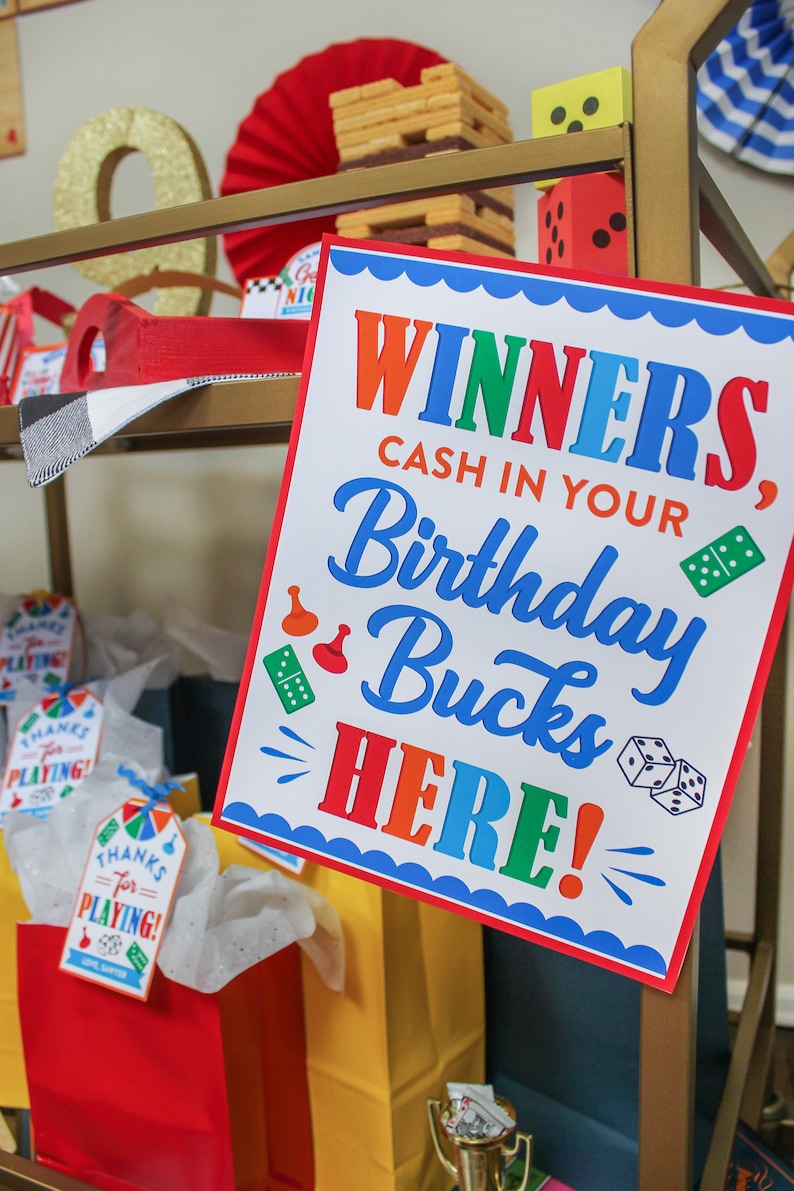 Game Night Birthday Bucks: Printable Party Decor (digital Download) - Etsy
