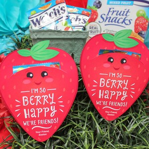 Fruit Snack Valentine, Strawberry Valentine, Valentine Printable, Kids ...