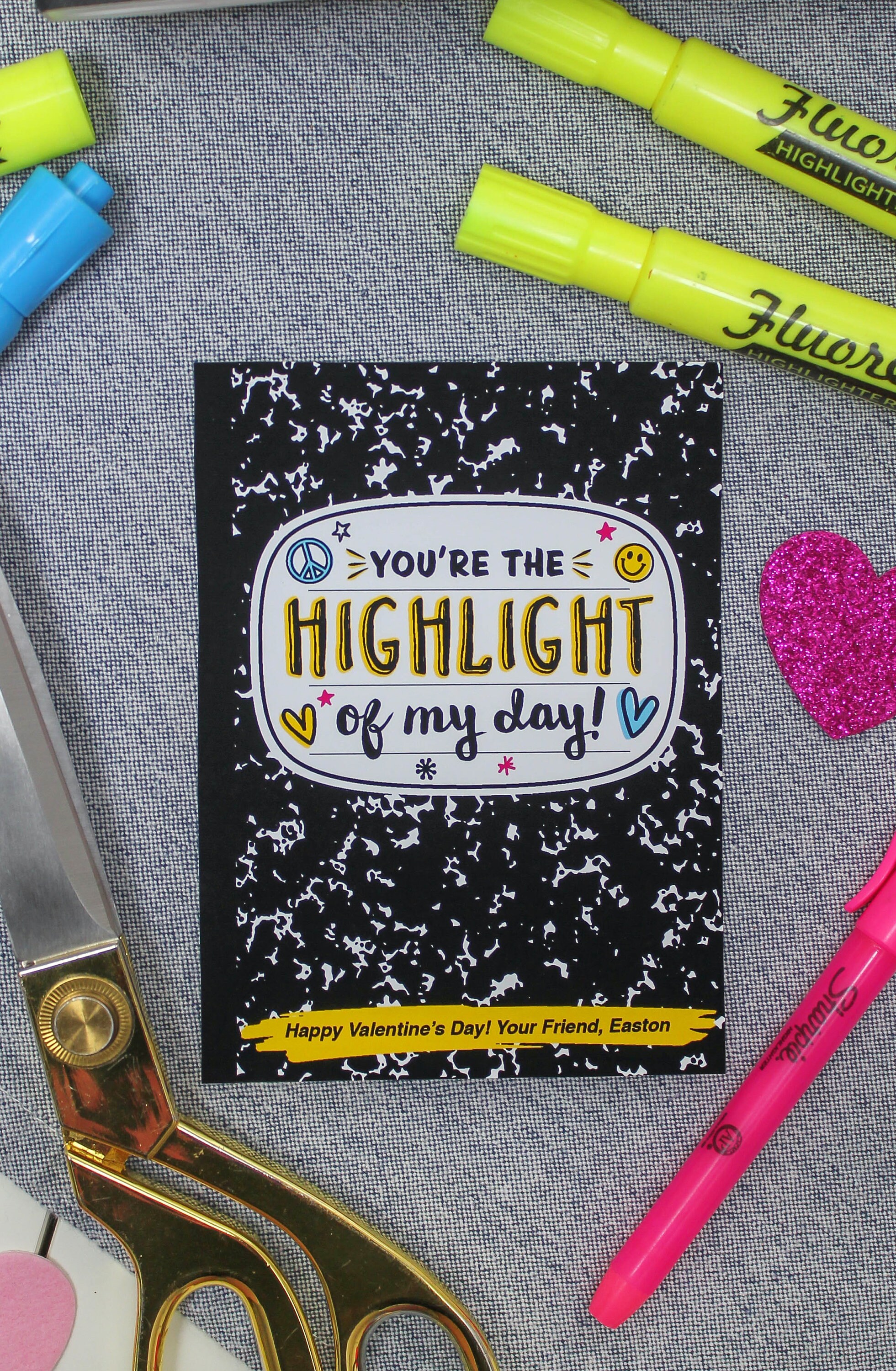Highlighter Valentine Printable, Kids Valentine, Tween Valentine ...