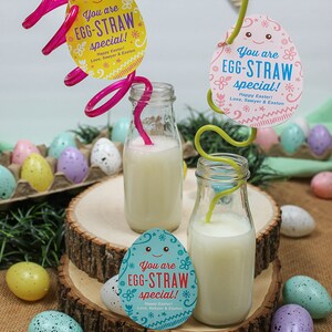 Crazy Straw Easter Gift Printable Tag, Easter Egg, Gift Tag, Party ...