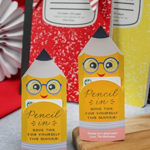 Pencil Gift Card Holder Printable, Teacher Gift, Teacher Appreciation ...