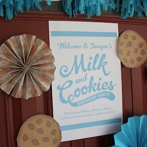 Milk and Cookies Party Welcome Sign - Printable, Cookie Party, Cookies ...
