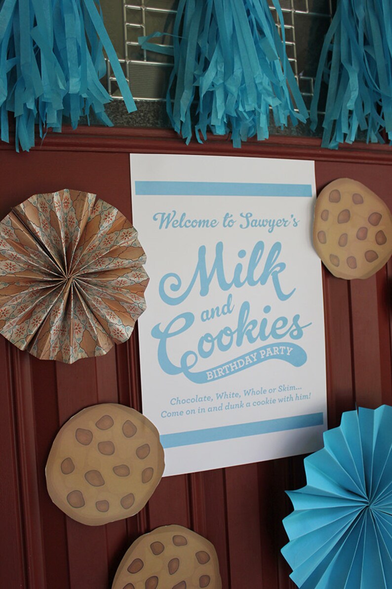 Milk and Cookies Party Welcome Sign Printable Cookie Party - Etsy