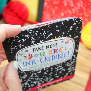 Notebook and Pen Printable, Gift Card Holder Printable, Teacher Gift ...