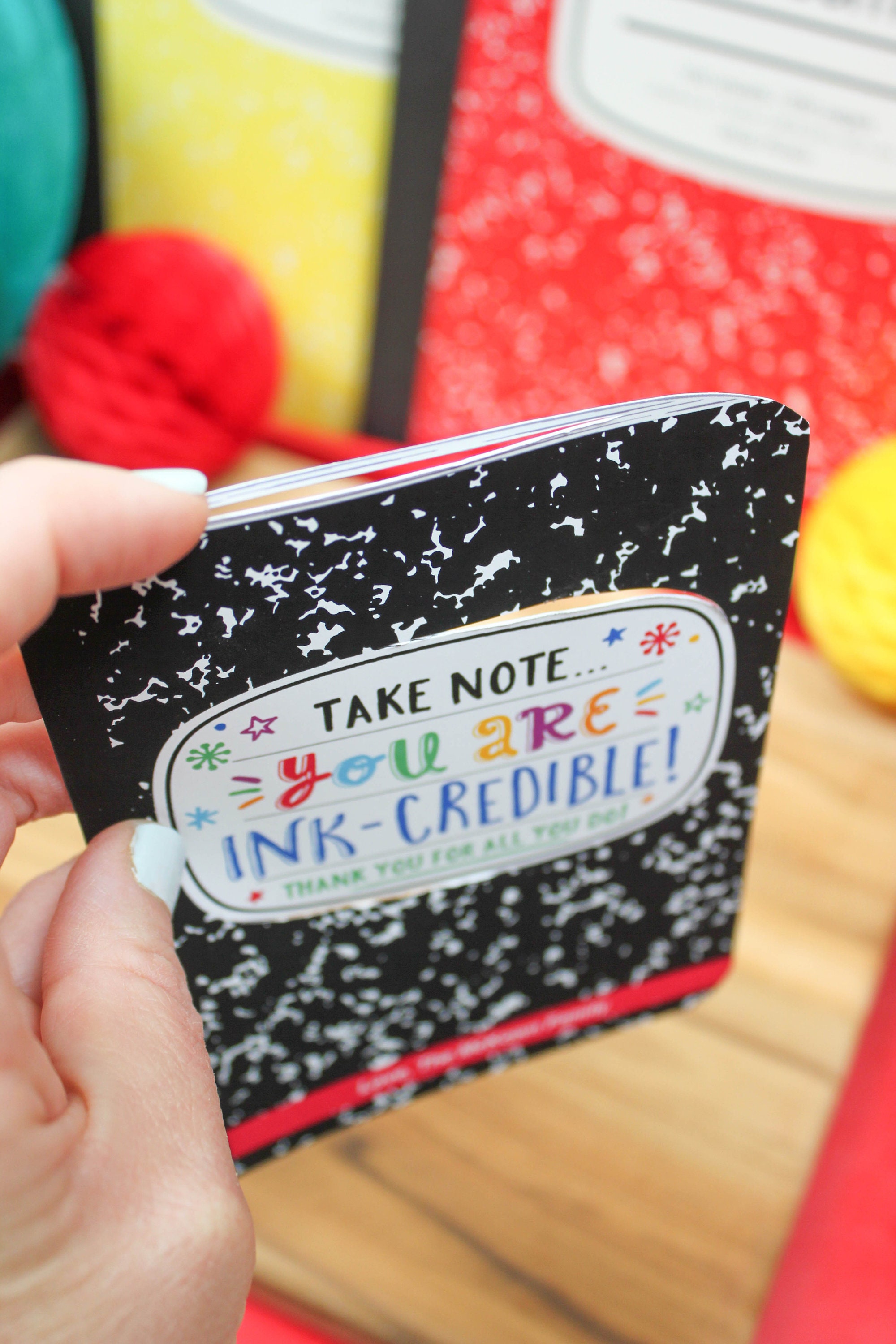 Notebook and Pen Printable, Gift Card Holder Printable, Teacher Gift ...
