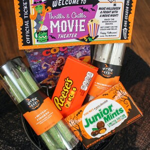 Halloween Movie Gift Basket Printable, Thrills & Chills Movie Theater ...