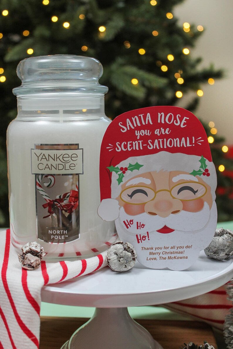Santa Gift Tag Printable, Santa Nose, Candle Gift Tag, Christmas Gift ...