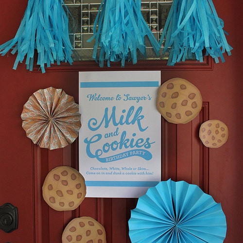 Milk and Cookies Party Welcome Sign Printable Cookie Party - Etsy