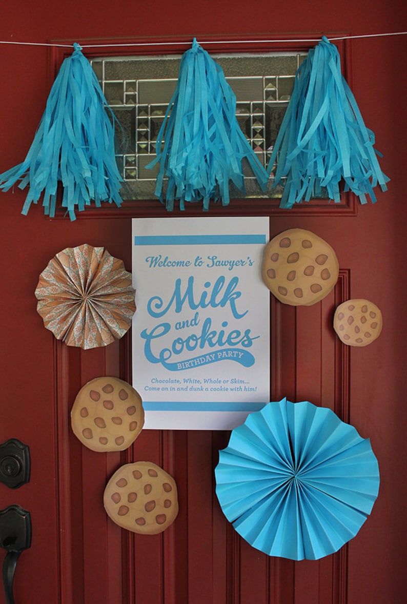 Milk and Cookies Party Welcome Sign Printable Cookie Party - Etsy