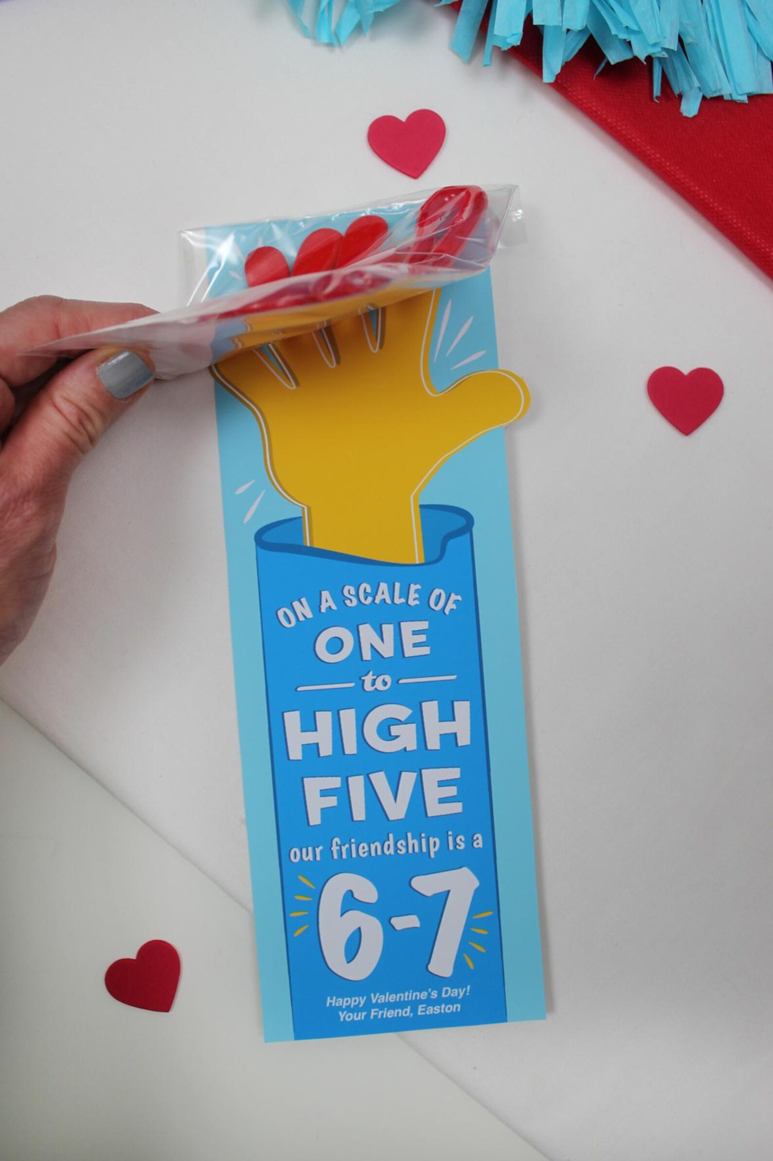 High Five 6-7 Valentine, Sticky Hand Valentine, Valentine Printable ...