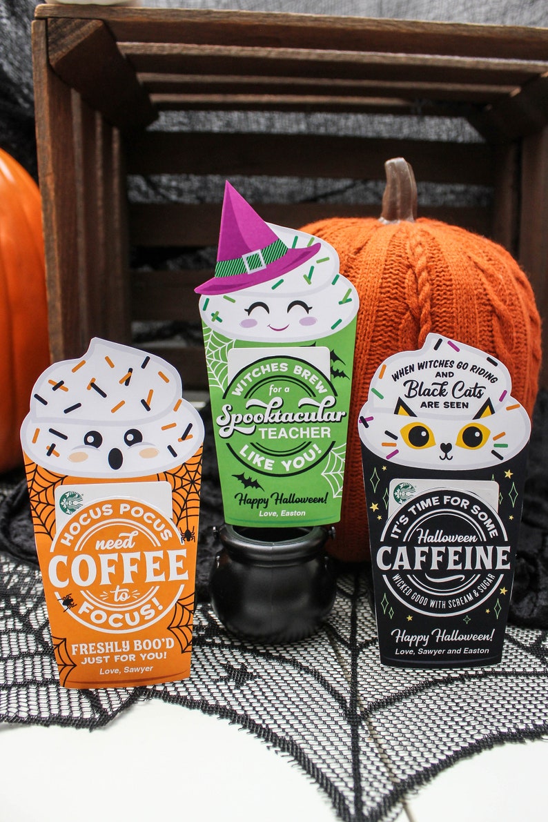 Halloween Coffee Gift Card Printable Teacher Gift Staff - Etsy