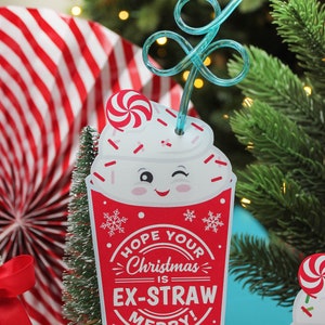 Crazy Straw Christmas Printable, Holiday Gift, Gift Tag, Party Favor ...