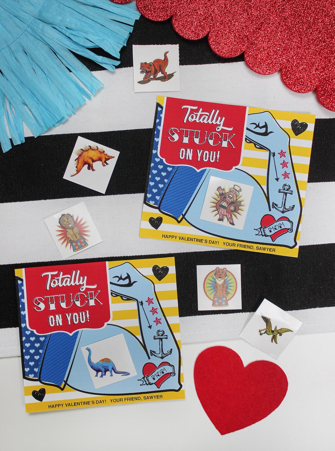 Temporary Tattoo Kids Valentine Printable - School Valentine, Classroom ...