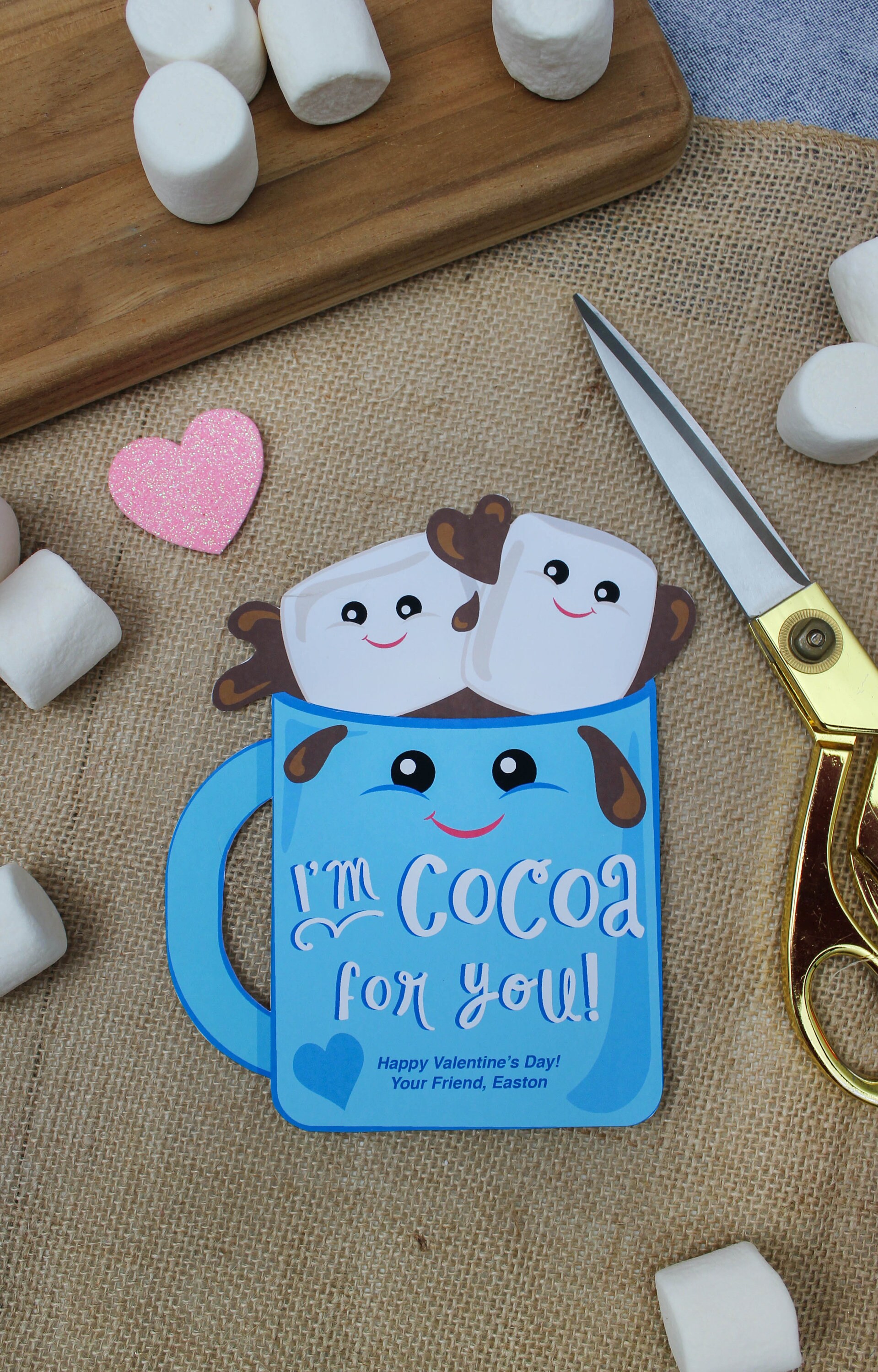 Hot Cocoa Kids Valentine Printable, Hot Chocolate Valentine Gift ...