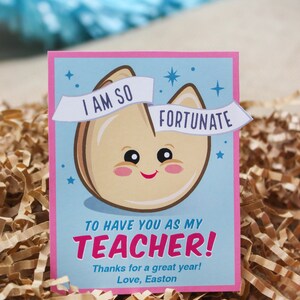 Fortune Cookie Teacher Gift Tag, Fortunate Gift Tag, Teacher Classroom ...