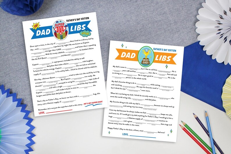 Father's Day Fill in the Blank Gift Printables, Funny Father's Day ...